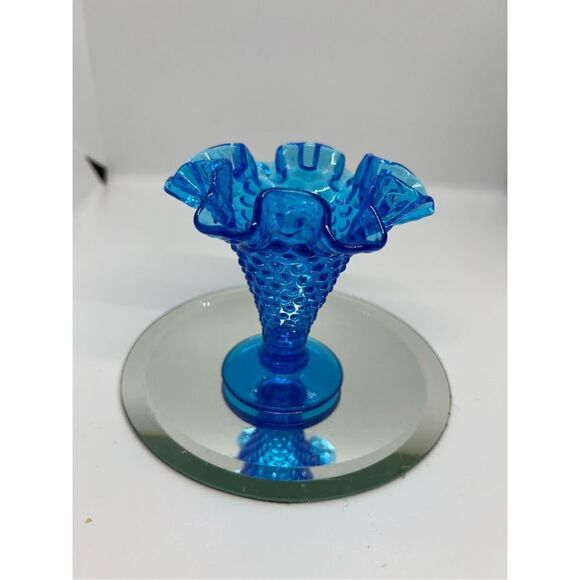 Fenton | Accents | Vintage Fenton Hobnail Blue Rufflejamestown ...
